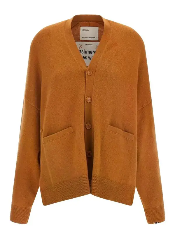 EXTREME CASHMERE X V-neck Pocket Cardigan - Orange