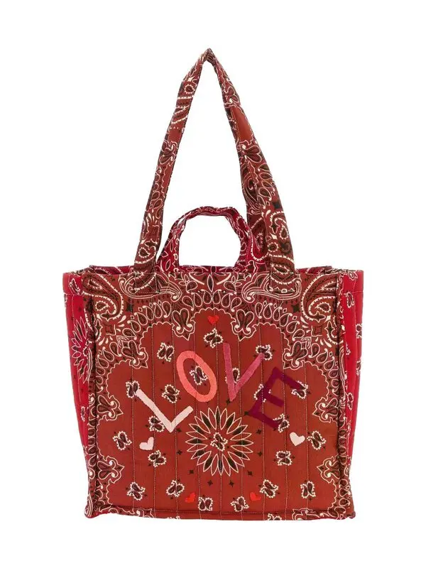 CALL IT BY YOUR NAME Cabas Quilted Bandana Print Shopping Bag - Red