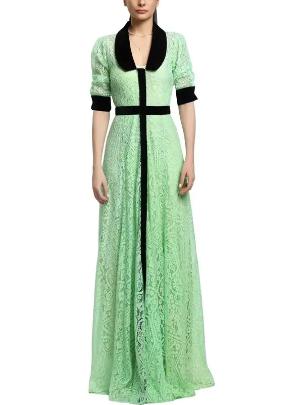 MIAU BY CLARA ROTESCU Bergamot Lace Maxi Dress - Green
