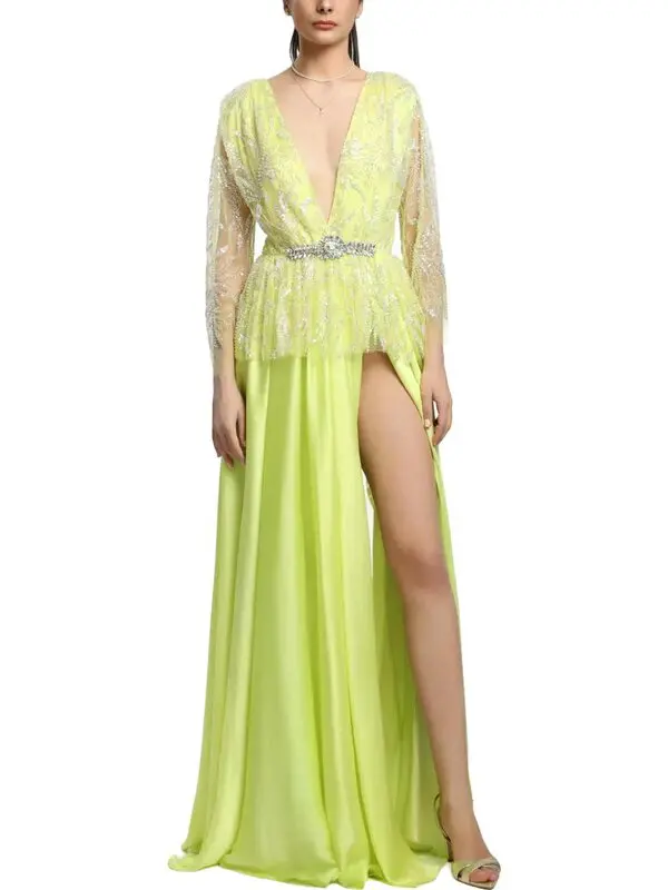 MIAU BY CLARA ROTESCU Portofino Crystal-embellished Maxi Dress - Yellow