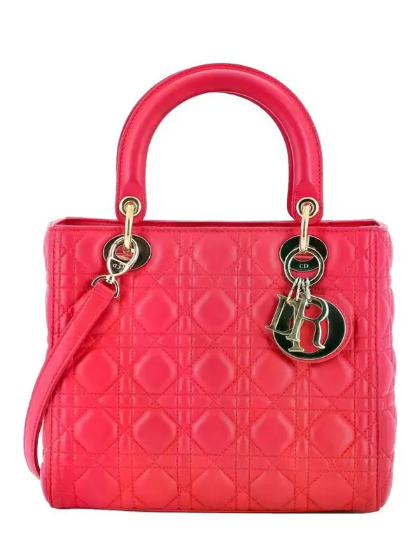 Dior Lady Medium Satchel Cannage Quilt Lambskin - Pink