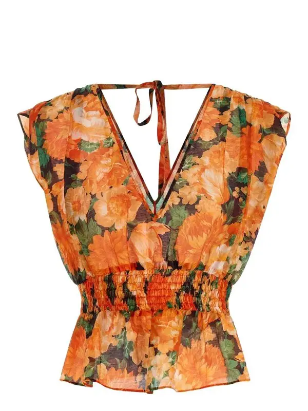 Pinko Botanical Garden V-neck Top - Orange