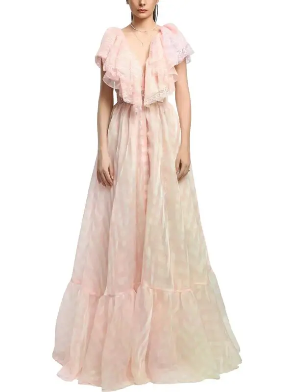 MIAU BY CLARA ROTESCU Hanoi Ruffled Lace Dress - Pink
