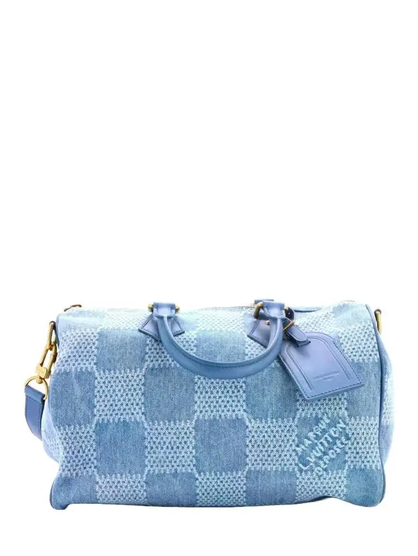 LOUIS VUITTON Speedy Bandouliere 3d Damier Giant Denim 30 Satchel - Blue