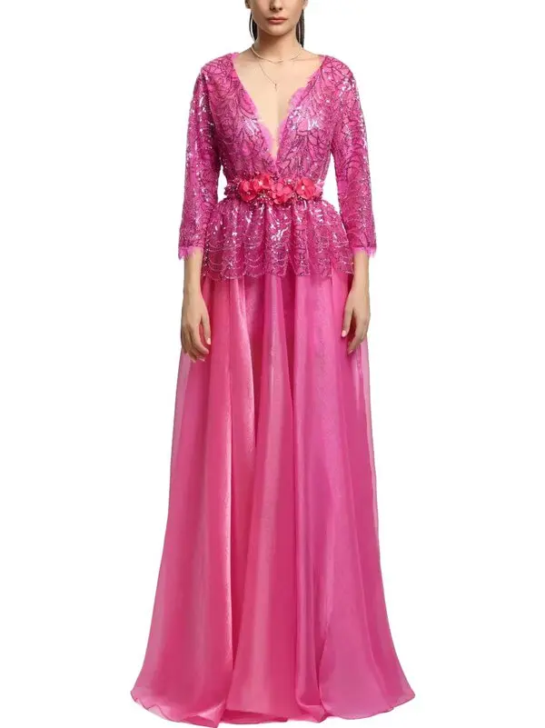 MIAU BY CLARA ROTESCU Sequin-embellished Maxi Dress - Pink