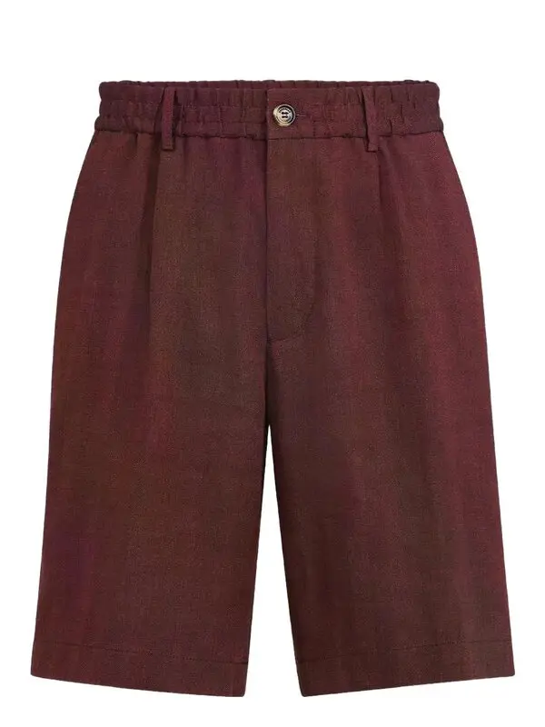 Brunello Cucinelli Linen And Virgin Wool Chevron Bermuda Shorts - Red