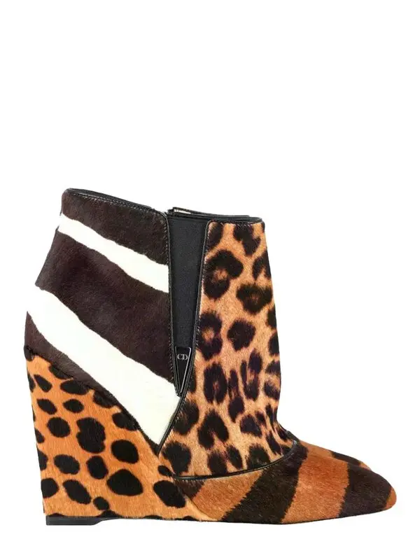 Dior Animal-print Wedge Ankle Boots - Neutrals