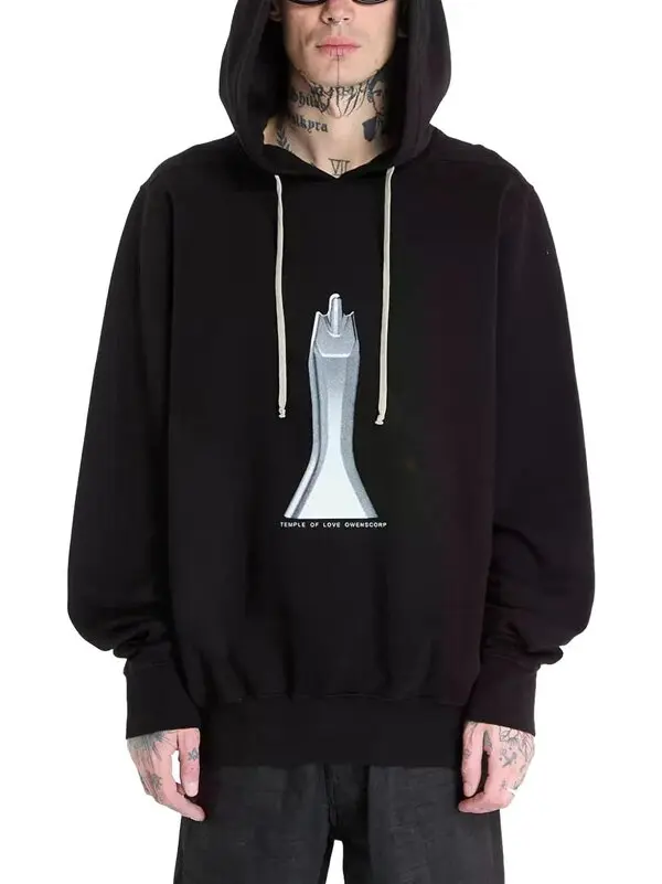 Rick Owens Oversized Printed Hoodie - Black