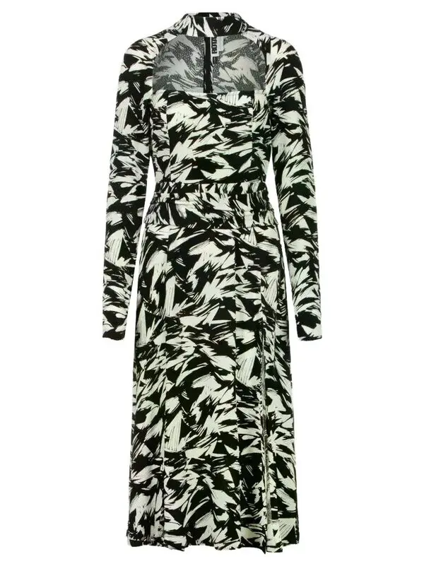 ROTATE BY BIRGER CHRISTENSEN Ellen Abstract-pattern Midi Dress - Black