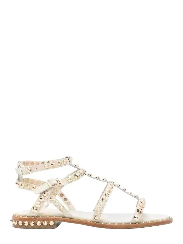 Ash Studded Caged Sandals - White