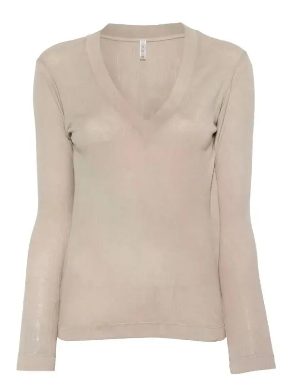 DANIELE FIESOLI V-neck Long-sleeve T-shirt - Neutrals
