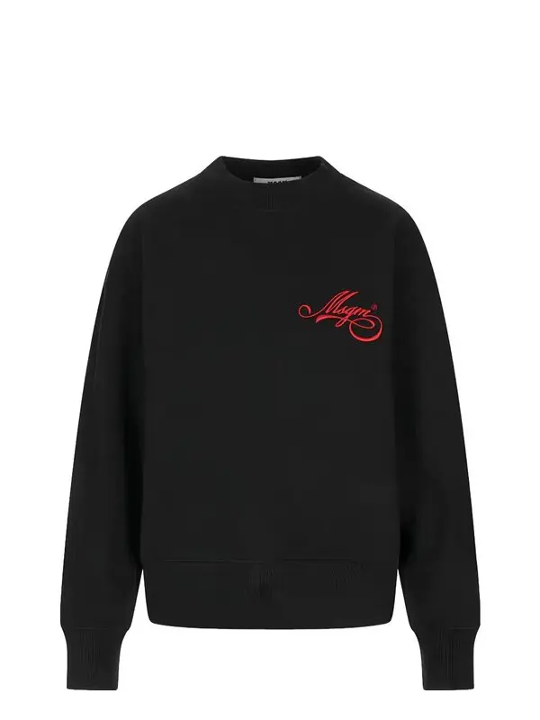 MSGM Embroidered Logo Crew-neck Sweatshirt - Black