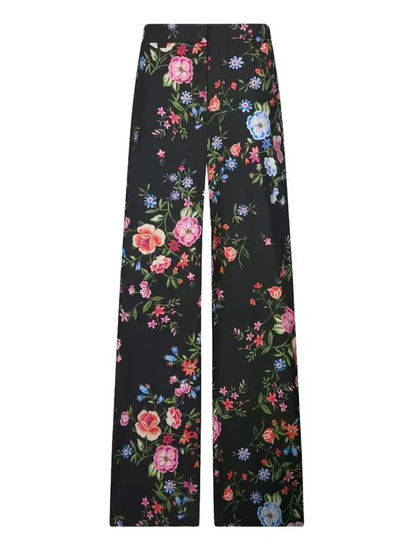 Liu Jo Floral-print Straight Trousers - Black