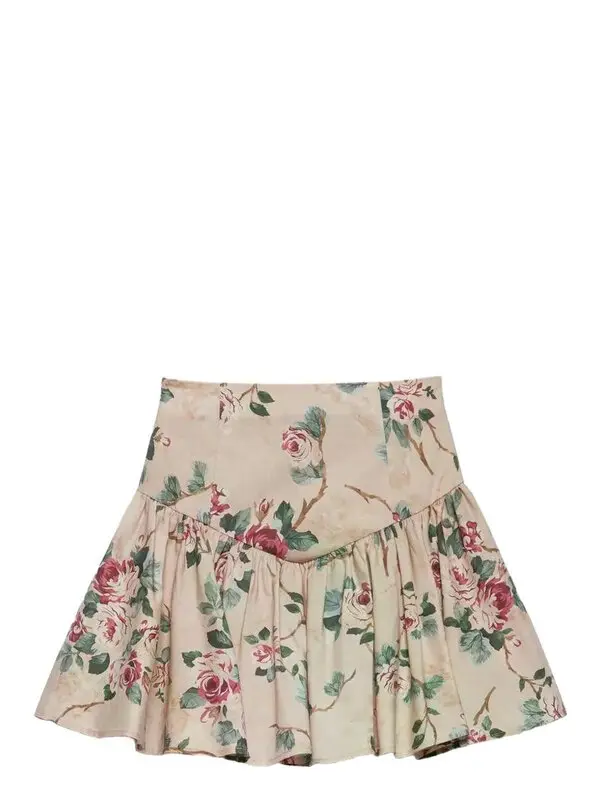 ANIYE BY Diana Floral Print Mini Skirt - Neutrals