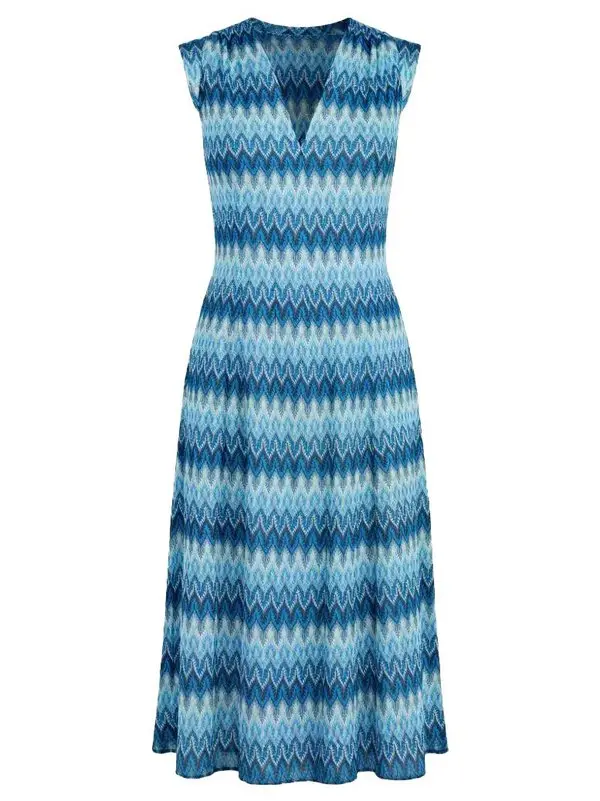 Derhy Fanchette Midi Dress - Blue