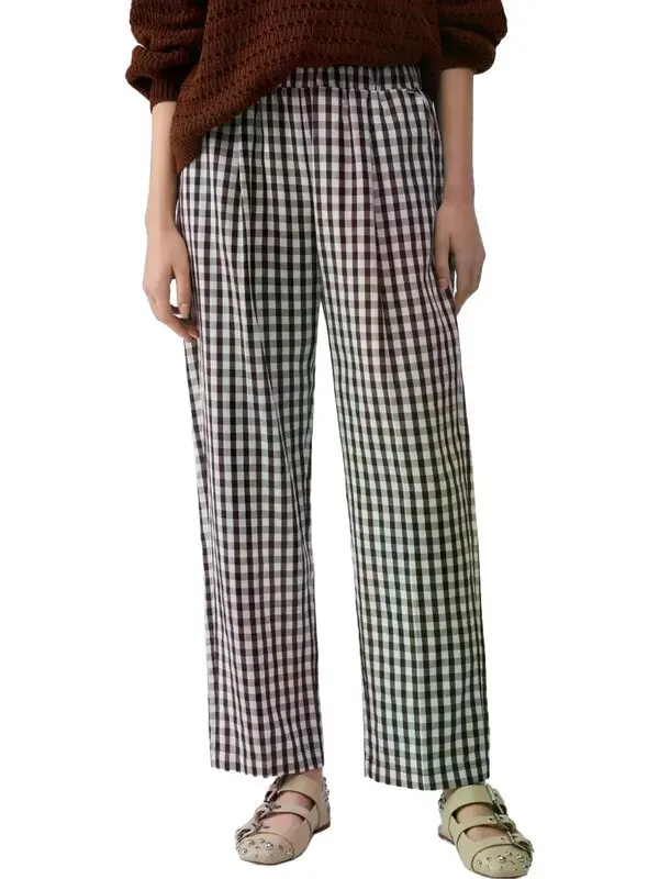 Liu Jo Gingham Checkered Trousers - Brown