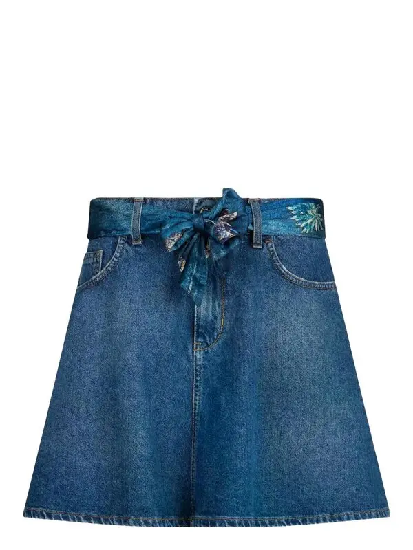 Liu Jo Flared Denim Mini Skirt - Blue