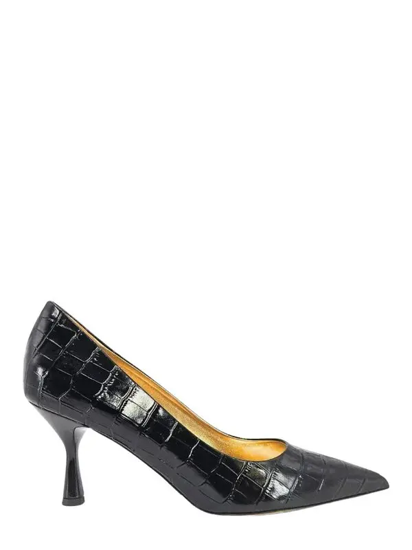MADISON.MAISON Annuccia Leather Croc-effect Pumps - Black