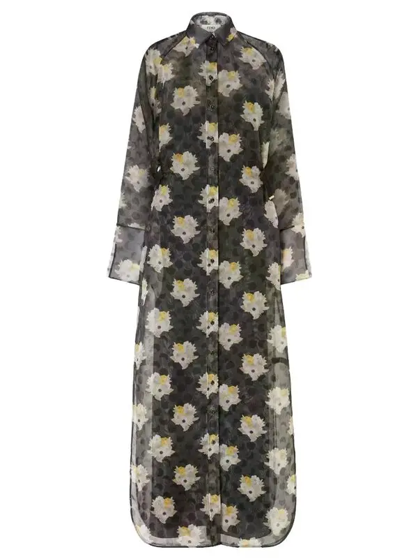 Fendi Floral-bouquet Maxi Dress - Black