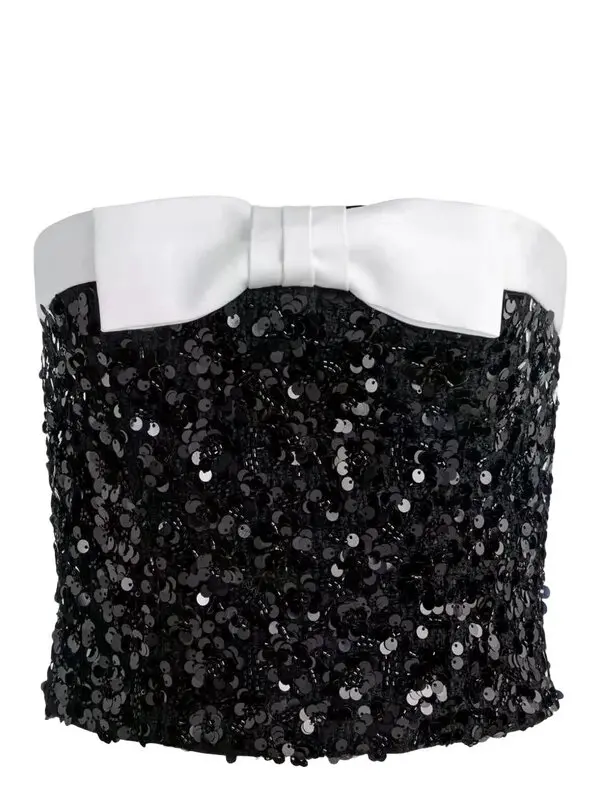 Alice + Olivia Katya Embellished Bow-detail Top - Black