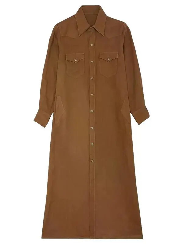 FORTELA Harley Buttoned Shirt Dress - Brown