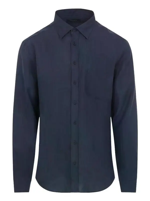 Sease Chest-pocket Long-sleeve Shirt - Blue