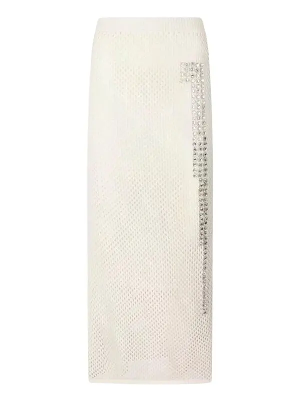Liu Jo Mesh Jewel-embellished Midi Skirt - White