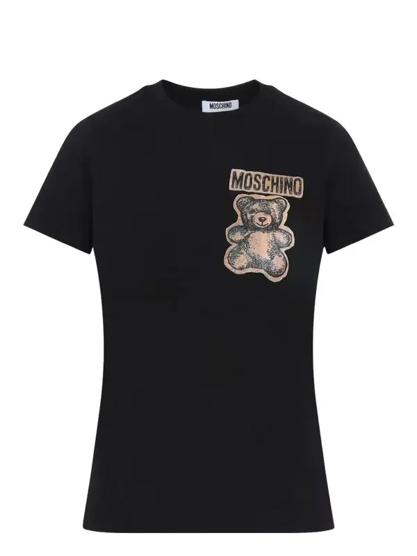 Moschino Teddy-appliqued T-shirt - Black