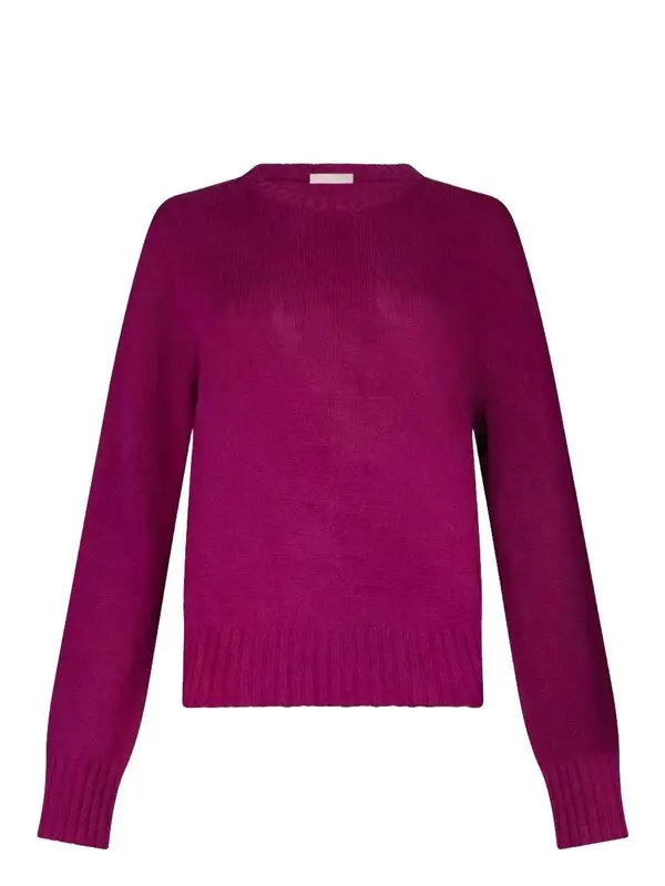 Liu Jo Ribbed Crew-neck Sweater With Perforated Logo - Purple
