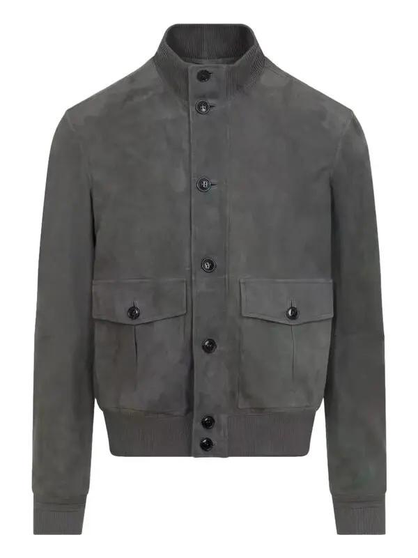 Zegna Buttoned Leather Jacket - Grey