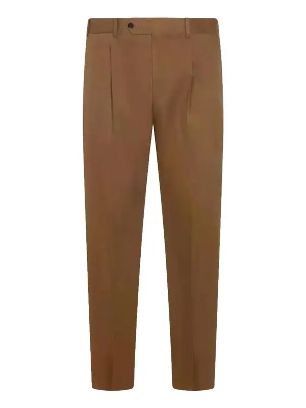 PT TORINO Button-fastening Pleated Cotton Trousers - Brown
