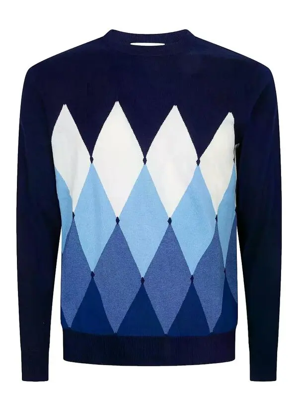 BALLANTYNE Argyle Crew-neck Sweater - Blue
