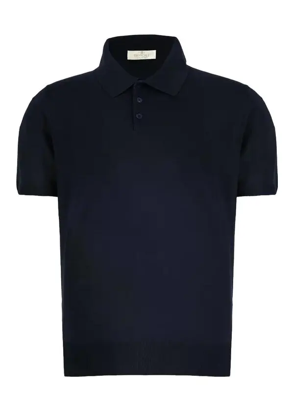 PANICALE Short-sleeve Silk Polo Shirt - Blue