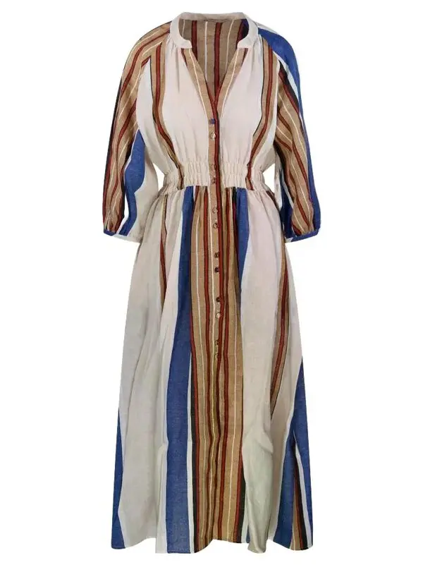 MR.MRS SHIRT Striped Button-up Shirt Dress - Neutrals