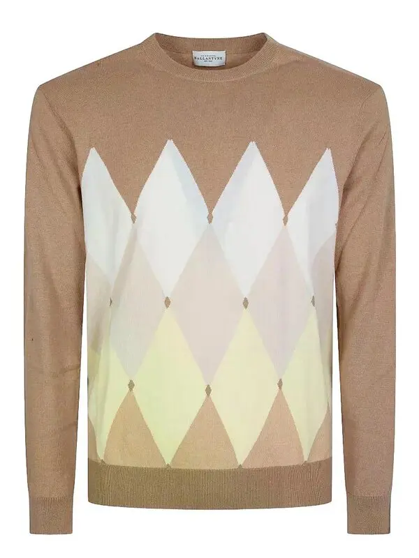 BALLANTYNE Argyle Crew-neck Sweater - Neutrals