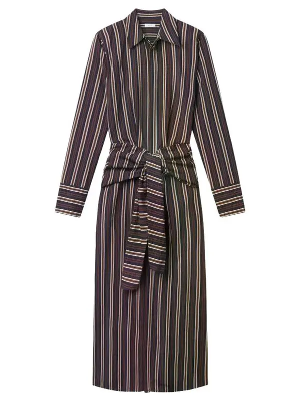 A.L.C. Striped Tie Midi Dress - Brown