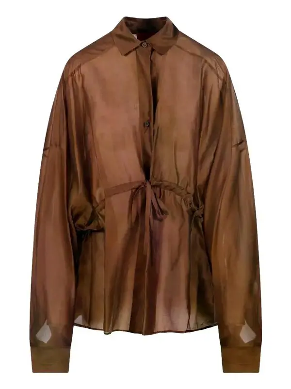 THELATEST Dalida Drawstring Blouse - Brown