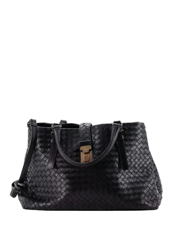 Bottega Veneta Roma Bag Intrecciato Nappa Medium Tote Bag - Black