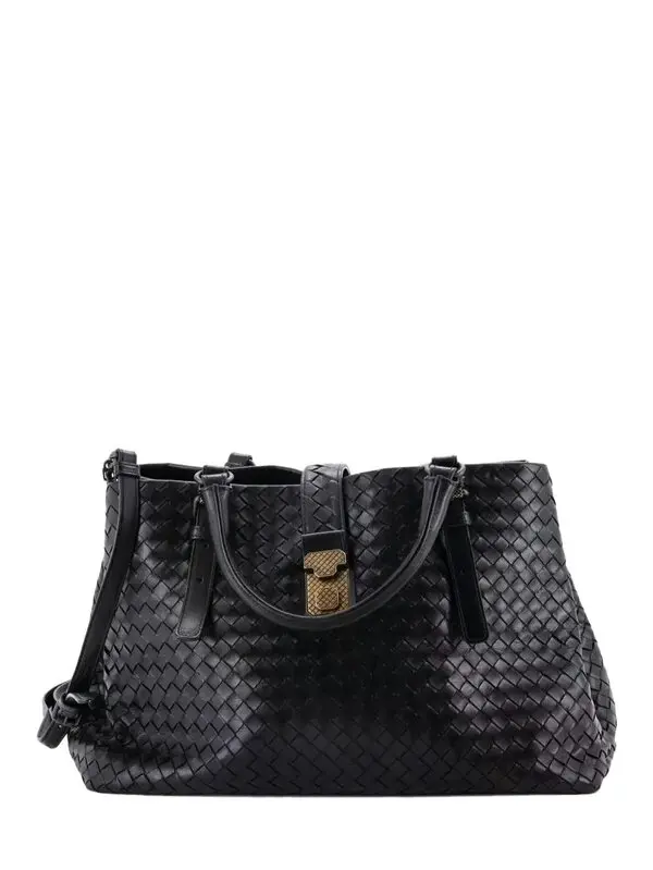 Bottega Veneta Roma Bag Intrecciato Nappa Medium Tote Bag - Black