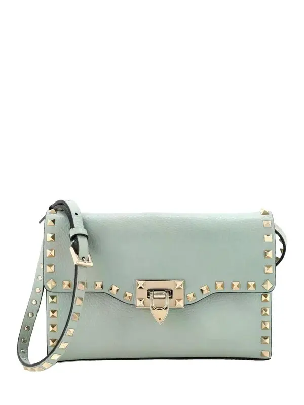 Valentino Garavani Rockstud Flip Lock Flap Medium Crossbody Bag - Green