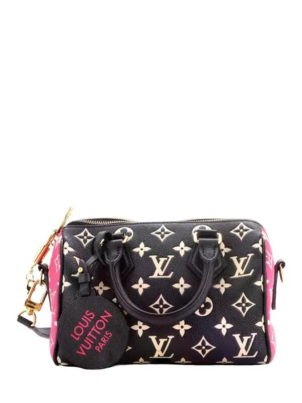 LOUIS VUITTON Speedy Bandouliere Crossbody Bag Monogram Empreinte Leather - Black