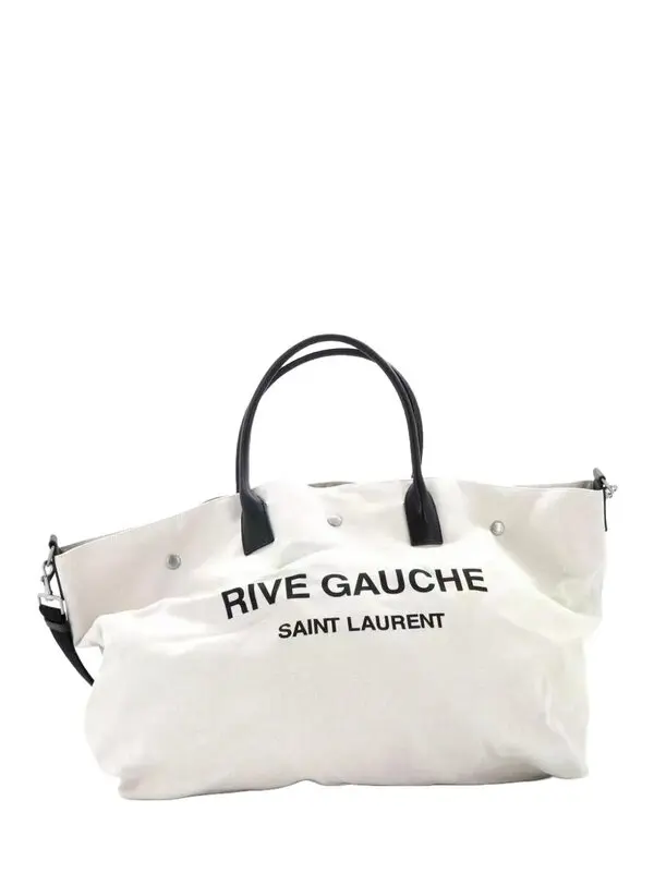 Saint Laurent Rive Gauche Canvas Maxi Tote Bag - Black