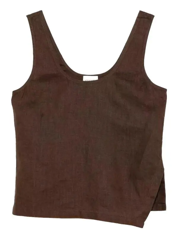 Closed Split Tank Top - Brown