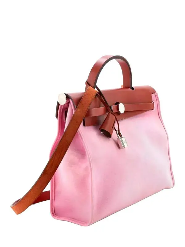 Hermès Herbag Zip 31 Shoulder Bag Leather And Toile - Pink