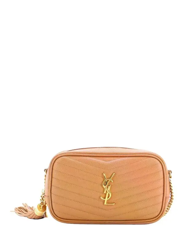 Saint Laurent Loulou Matelasse Chevron Leather Mini Crossbody Bag - Brown