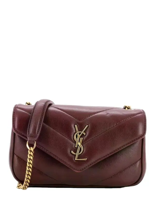 Saint Laurent Loulou Nm Matelasse Chevron Leather Mini Shoulder Bag - Red