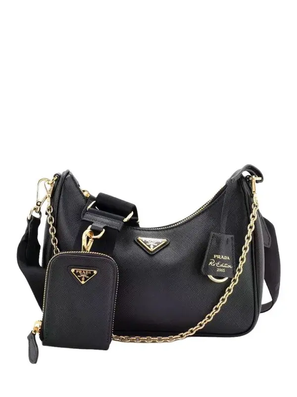 Prada Re-edition 2005 Saffiano Leather Shoulder Bag - Black