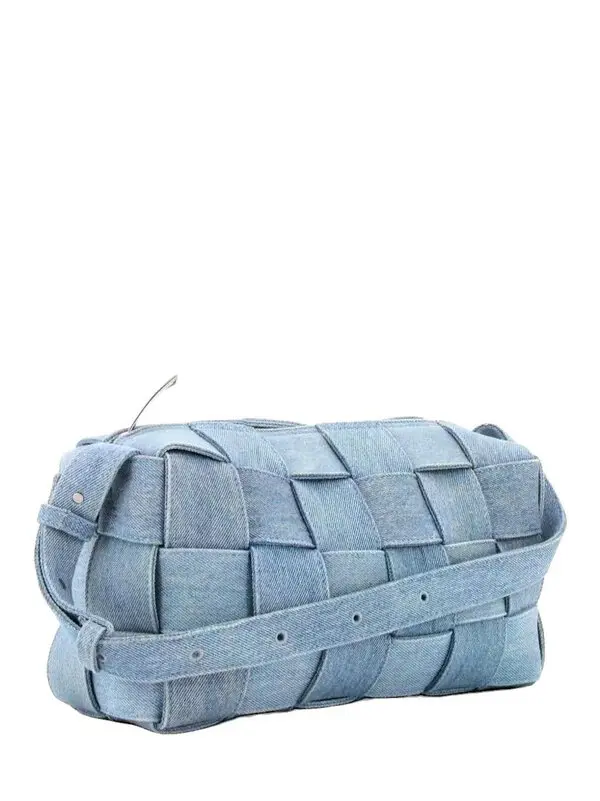 Bottega Veneta Cassette Maxi Intrecciato Denim Shoulder Bag - Blue