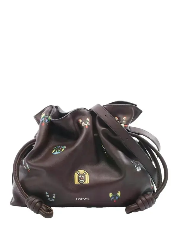 Loewe 2010-2026 Medium Nappa Cats Flamenco Knot Clutch Crossbody Bag - Brown