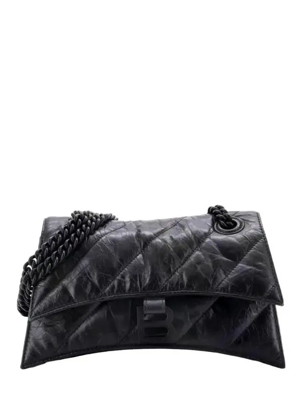 Balenciaga Crush Chain Flap Bag Quilted Crushed Calfskin Small - Black